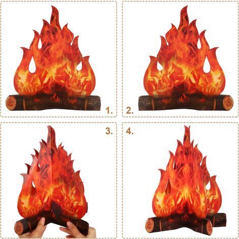3D Flamme Torche Noyau Carton Faux Feu Faux Flamme Papier Décoration ...