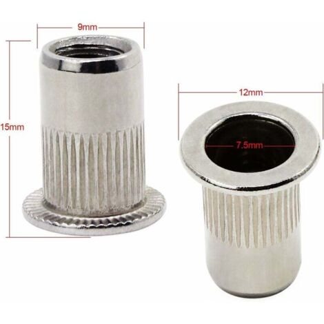 Nietmutter aus Edelstahl, Nietmutternwerkzeug, Flachkopf, Gewinde ...