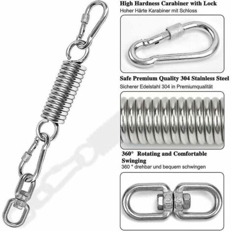 Federfeder, Stahlfeder, drehbare Federhängematte, mit 2 Karabinern und ...