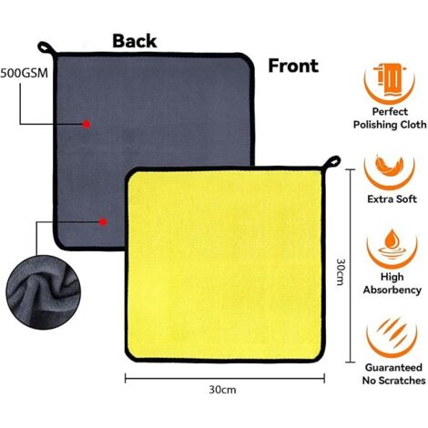 10er-Pack Mikrofaser-Reinigungstücher fürs Auto, 500 g/m², fusselfreie ...
