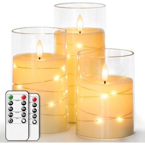 LED-Kerze, flackernde LED-Kerzen, 3er-Set, batteriebetriebene ...
