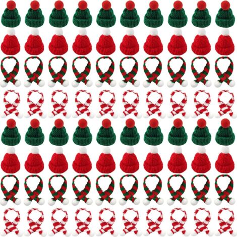 Packung mit 100 Mini-Strickmützen und -Schals – Weihnachtsmannmützen ...