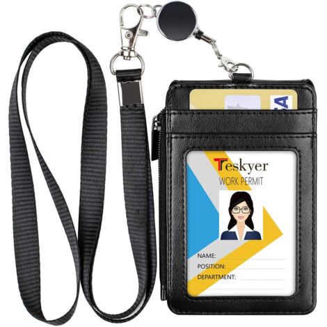 Porta tessere verticale con cordino retrattile, porta badge con tasca ...
