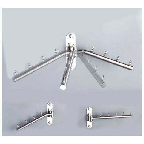 Perchero de pared de acero inoxidable, barra para ropa plegable ...