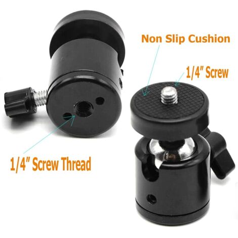 Juego de 2 mini rótulas universales con rotación de 360°, tornillo de 1 ...