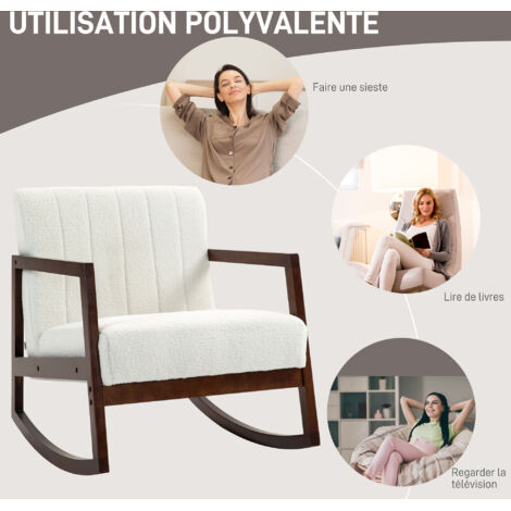 Fauteuil à bascule fauteuil allaitement rocking chair en tissu effet ...