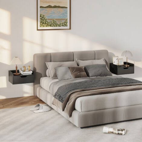 Lot de 2 tables de chevet murales tables de nuit suspendues tiroir ...