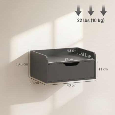 Lot de 2 tables de chevet murales tables de nuit suspendues tiroir ...