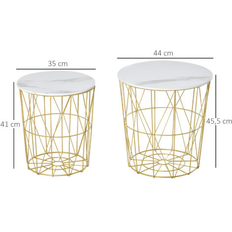 Lot de 2 Tables Basses gigognes - Tables d'appoint Rondes encastrables ...