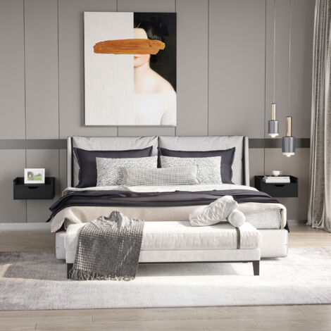 Lot de 2 tables de chevet murales tables de nuit suspendues tiroir ...