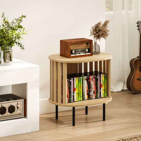 Table d'appoint ovale bout de canapé rangement ouvert pieds en acier ...