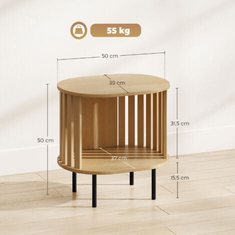 Table d'appoint ovale bout de canapé rangement ouvert pieds en acier ...