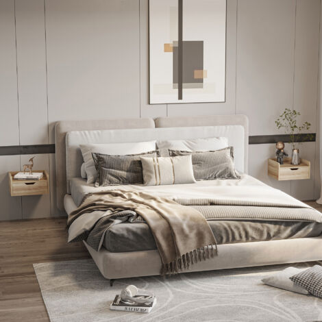 Lot de 2 tables de chevet murales tables de nuit suspendues tiroir ...