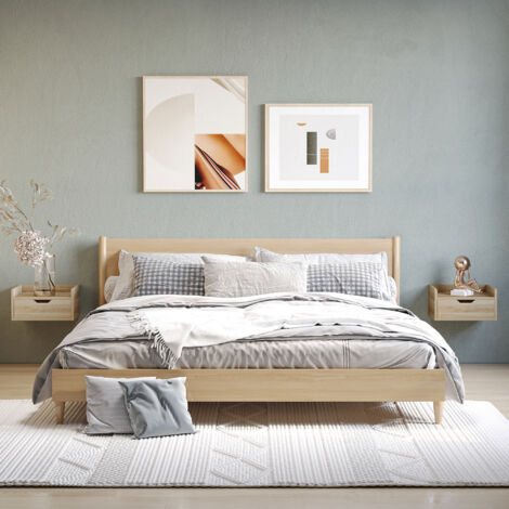 Lot de 2 tables de chevet murales tables de nuit suspendues tiroir ...