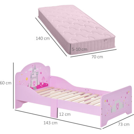 Lit Enfant - lit d'enfant Design Princesse Motif château - sommier à ...