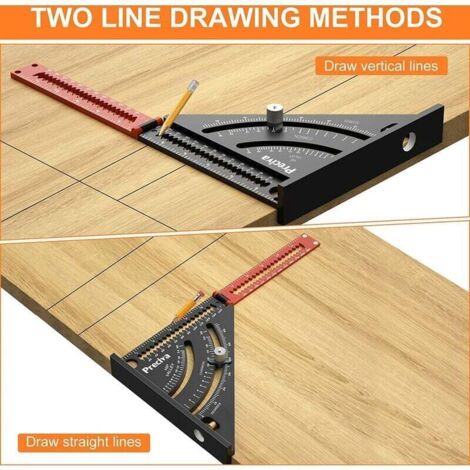 Escuadra de carpintero plegable de aluminio y metal, regla triangular ...