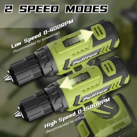 Taladro inalámbrico PULITUO de 20 V con 2 baterías y cargador, torque ...