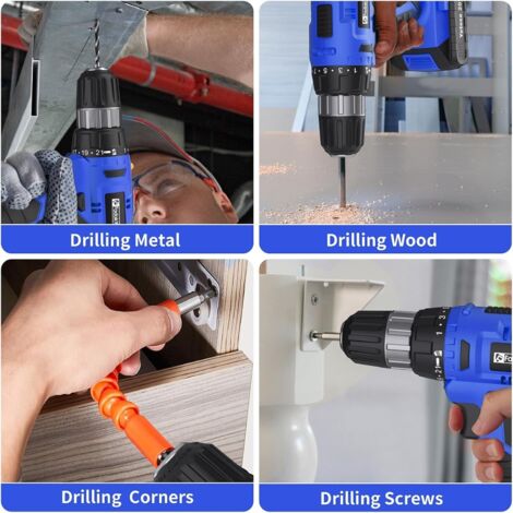 FADAKWALT 20V Cordless Drill Set ，Powerful Drill bit Sets,Torque 30N,21 ...