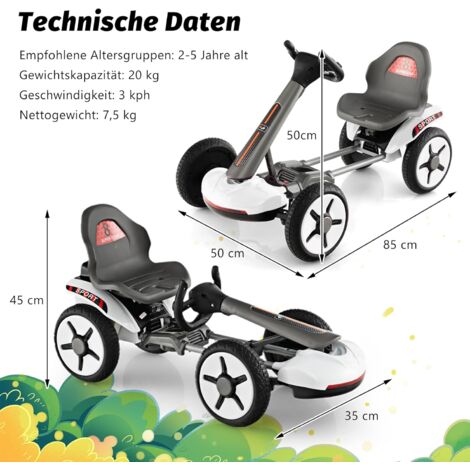 COSTWAY 12V Kinder Elektro Gokart mit LED Lichter, Go Kart mit 2-Fach ...