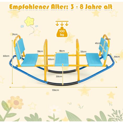 COSTWAY 3 Sitzer Schaukelwippe, Gartenwippe bis 100 kg belastbar ...