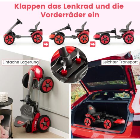 COSTWAY 12V Kinder Elektro Gokart mit LED Lichter, Go Kart mit 2-Fach ...