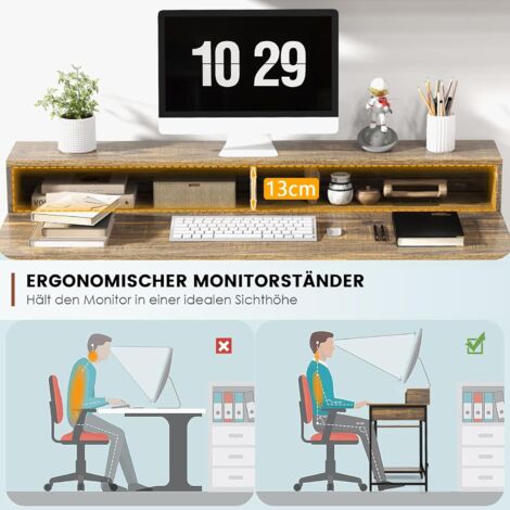 COSTWAY Schreibtisch mit Schublade, Monitorständer & 2 offenen Regalen ...