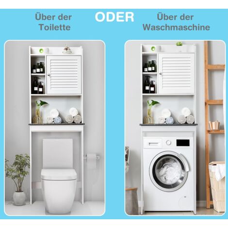 COSTWAY 4-stufiger Toilettenschrank, freistehender Badezimmerregal mit Verstellbarer Ablage ...