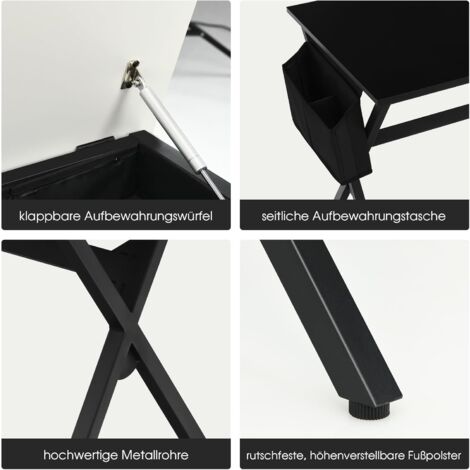 COSTWAY Schreibtisch mit Klappbarer Tischplatte, Computertisch mit ...