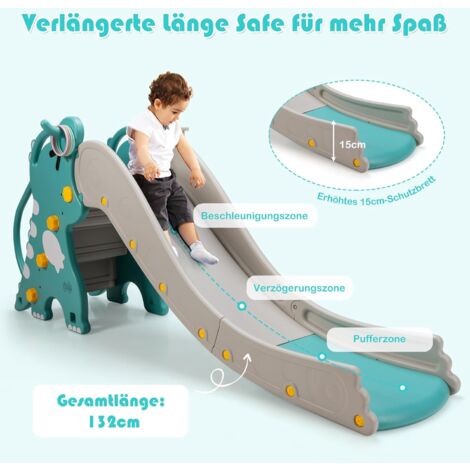 COSTWAY Kinder Rutsche, 4 in 1 Kinderrutsche mit Basketballkorb ...