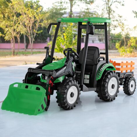 COSTWAY Kinder Traktor mit Anhänger, Elektro Aufsitztraktor mit ...