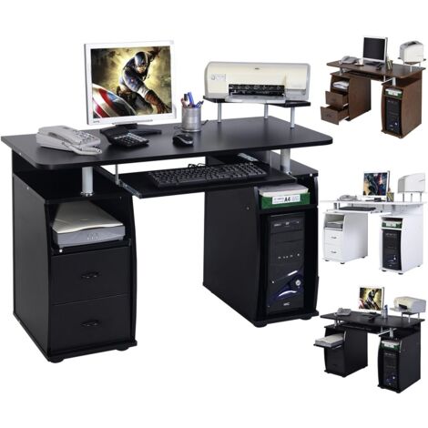 COSTWAY Table de bureau pour ordinateur PC avec tablette imprimante ...