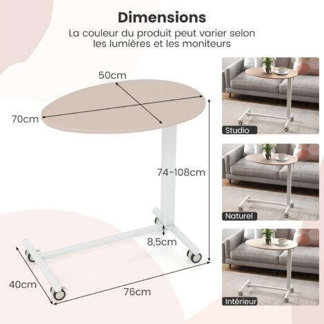 COSTWAY Table Bar Haute, Table Mange Debout Réglable 74-108 CM, Table ...