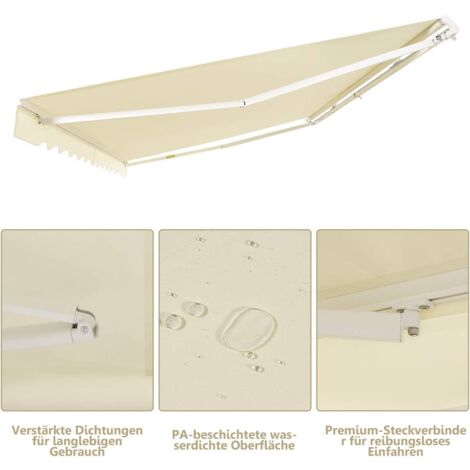 COSTWAY 360x300cm Markise mit kurbel, Balkonmarkise Sonnenschutz ...