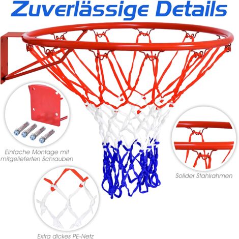 COSTWAY Φ45 cm Basketballring mit Netz, Basketball Korb aus Stahlrahmen ...