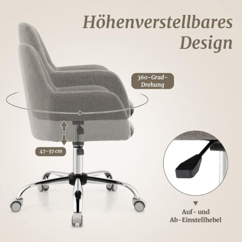 COSTWAY Bürostuhl, hoehenverstellbarer Drehstuhl mit Rollen, Rückenlehne und Armlehnen, bequemer ...