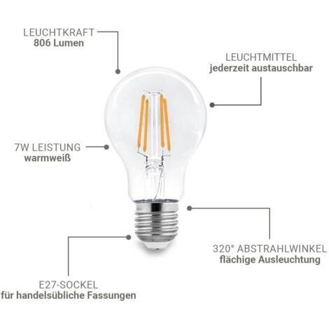 LED Lampe Filament E27 7W A60 2700K