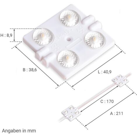 LED Modul 2W 12V 175° IP67 - Lichtfarbe: Neutralweiß 4500K