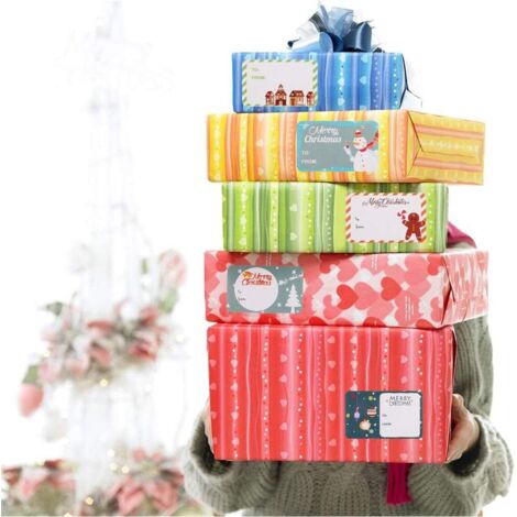 CCYKXA Etiquettes de cadeaux de Noël, 250pcs/Rolls Auto-adhésif ...