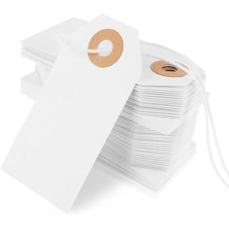 CCYKXAA 100pcs White Thread Tags, Gift Tags, Kraft Tags with String ...