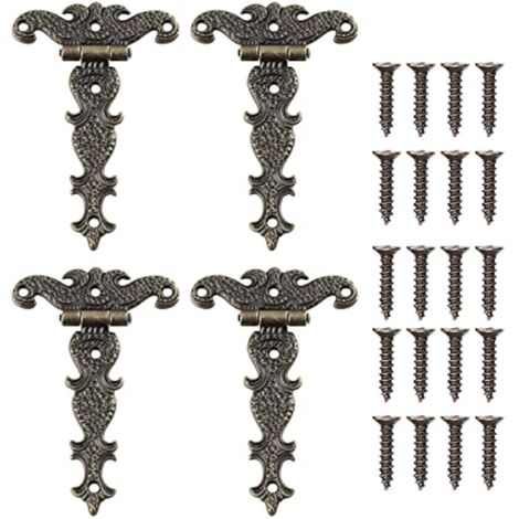 CCYKXA 4Pcs Retro Hinge, Retro Bronze Decorative Hinges with Mounting ...