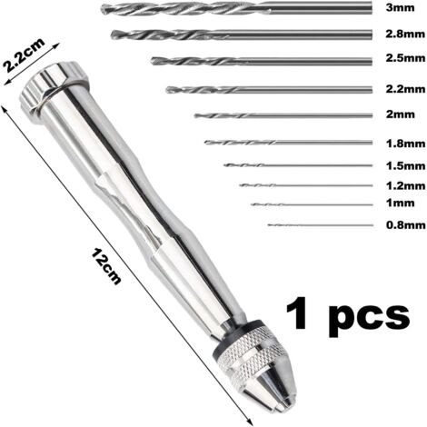 CCYKXA Piece Hand Drill, Manual Drill with 10 Twist Drill Bits 0.8-3 ...