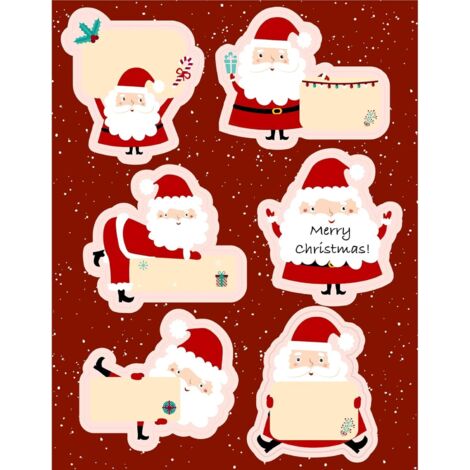 CCYKXA 20pcs Christmas Sticker Labels, 6 Shapes, Santa Claus Design ...
