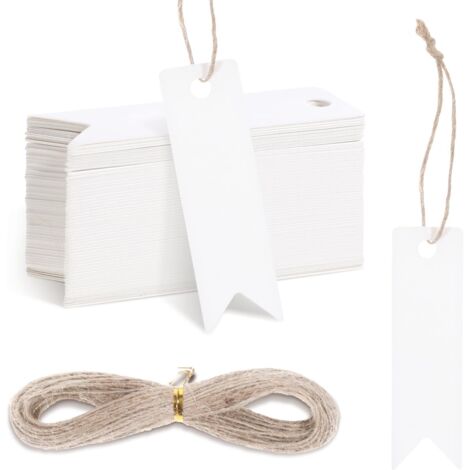 CCYKXA Pack of 100 paper gift tags (2 x 7 cm) with 20 m jute twine ...