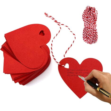 CCYKXA 100 Pieces Red Heart Shape Kraft Paper Tags - Kraft Paper Tags ...