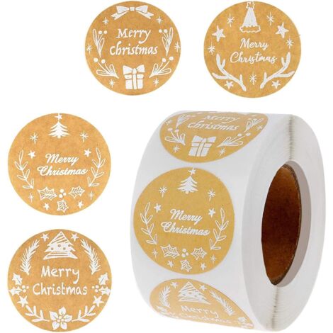 CCYKXA Merry Christmas Stickers, Round Christmas Stickers, Roll of ...