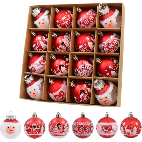 CCYKXA Set of 16 Christmas tree decorations - Red, green and white ...