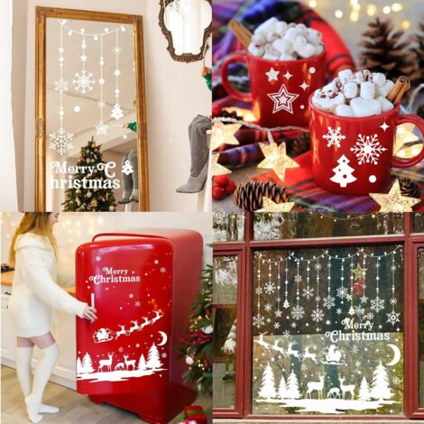 CCYKXA Christmas Window Stickers - 209 Pieces Reusable White Christmas ...