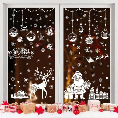 CCYKXA Sheets White Christmas Window Stickers, Static Cling PVC Window ...
