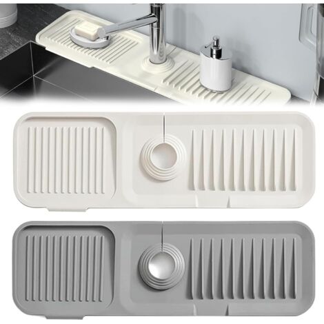 CCYKXA 2-Piece Absorbent Faucet Surround, Kitchen Sink Mat, Silicone ...