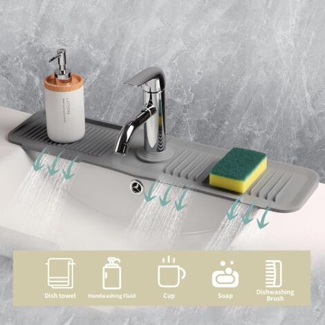 CCYKXA 2-Piece Absorbent Faucet Surround, Kitchen Sink Mat, Silicone ...